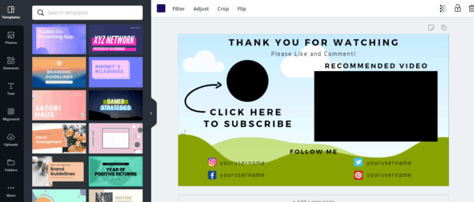 canva template in your dashboard